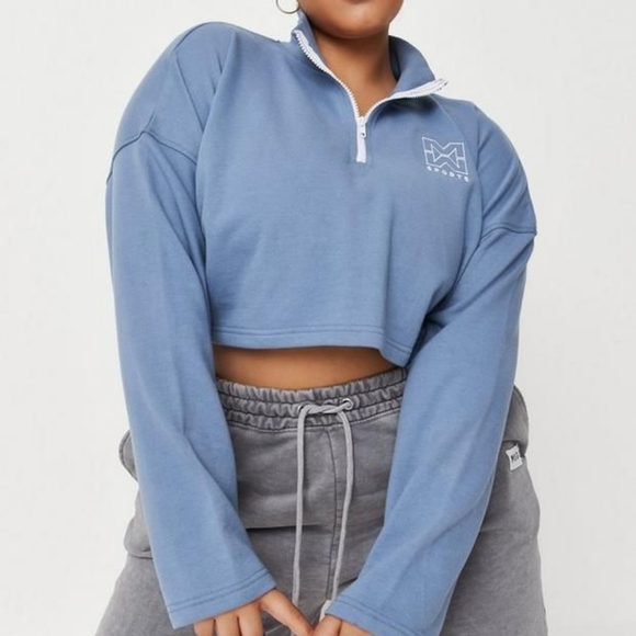 Missguided | Tops | Missguided Plus High Neck Long Sleeve Cropped Top ...